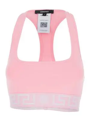 Versace Tech Fabric Sport Top With Greca And Medusa Logo - Pink