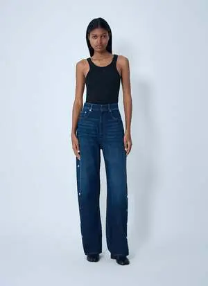 Sportmax Five-pocket Jeans With Button Detailed Side Seams