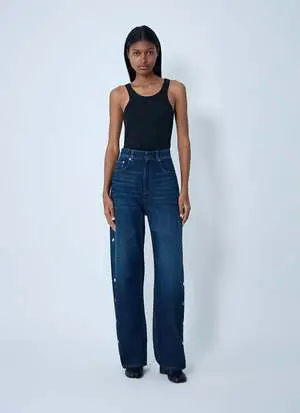 Sportmax Five-pocket Jeans With Button Detailed Side Seams - Blue