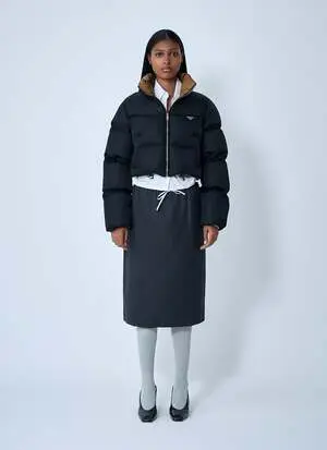 Prada Short Re-nylon Down Jacket With Logo Motif