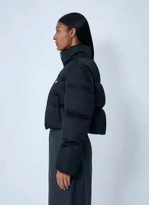 Prada Short Re-nylon Down Jacket With Logo Motif