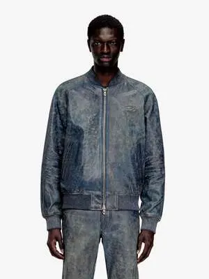 DIESEL® L-cobb Leather Bomber Jacket - Multicolor