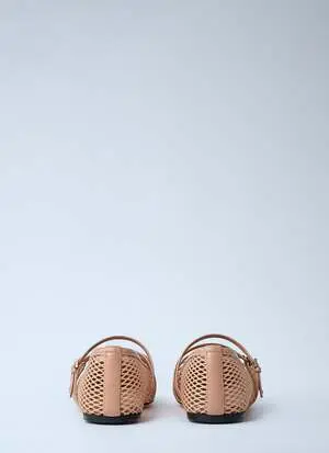 Gucci Horsebit Ballerina Flats In Mesh With Leather Trims - Pink