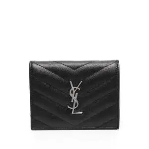 Saint Laurent Silver Tone Wallets For Women