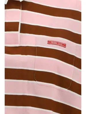 Prada Long-sleeve T-shirt In Filo Di Scozia Cotton With Baiadera Stripe
