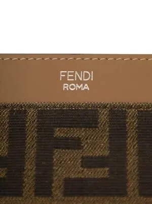 Fendi Brown Flat Pouch With Jacquard Motif