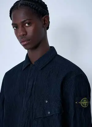 Stone Island Logo Motif Corduroy Shirt