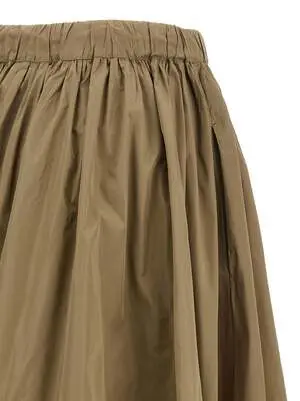 Max Mara Silk Blend Taffeta Midi Skirt - Green