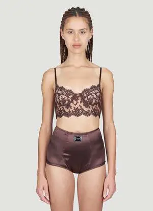 Dolce & Gabbana Floral Lace Long-line Bra - Brown