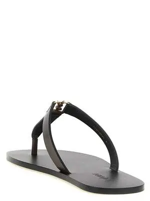 Saint Laurent Babylone' Leather Flat Sandals - Brown