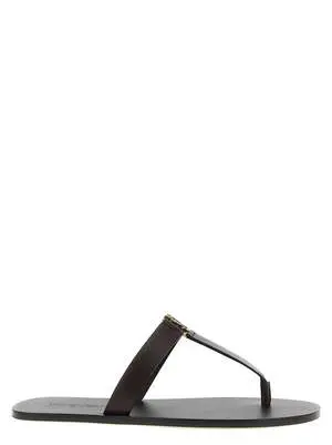 Saint Laurent Babylone' Leather Flat Sandals - Brown