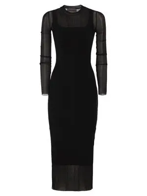 Sportmax Spxcaro Stretch Viscose Ribbed Knit Dress - Black
