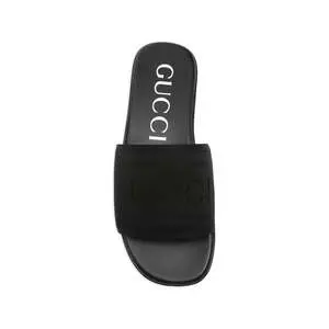 Gucci Rubber Sole Logo Detail Slides - Black