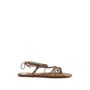 Saint Laurent Lace-up Suede Sandals