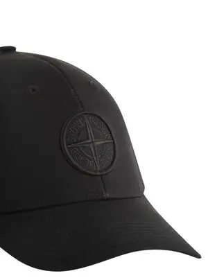 Stone Island Embroidered Compass Logo Cap - Black