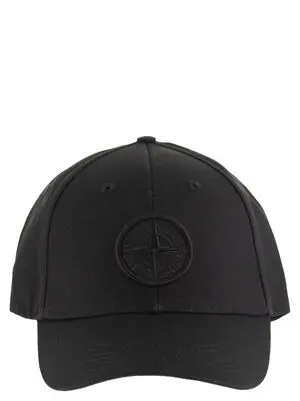 Stone Island Embroidered Compass Logo Cap - Black
