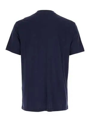 TOM FORD Blue Crew Neck T-shirt With Logo Embroidery On The Front In Cotton Blend - Multicolor