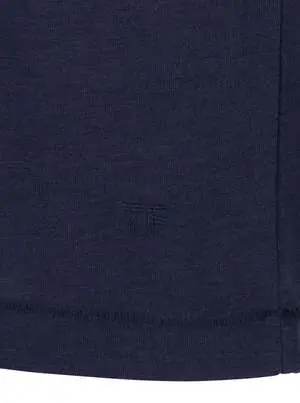 TOM FORD Blue Crew Neck T-shirt With Logo Embroidery On The Front In Cotton Blend - Multicolor