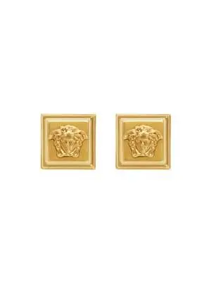 Versace Medusa Head Square Earrings In Gold-colored Brass - Multicolor