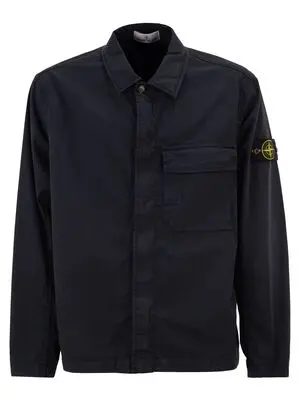Stone Island Regular Fit Overshirt With Concealed Zip - Blue