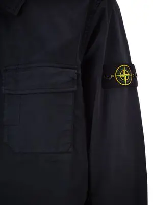 Stone Island Regular Fit Overshirt With Concealed Zip - Blue