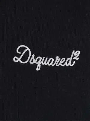 Dsquared2 Cotton Hoodie With Drawstring And Lettering Logo - Black