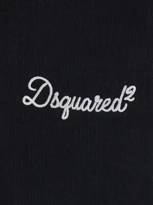 Dsquared2 Cotton Hoodie With Drawstring And Lettering Logo - Black