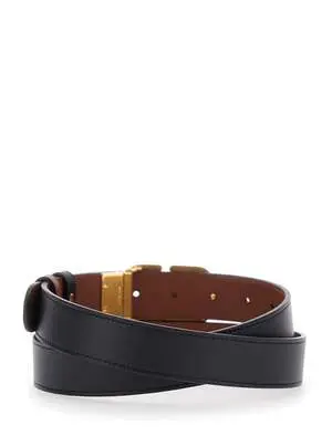 Valentino Garavani Reversible Leather Belt With Vlogo Buckle - Black