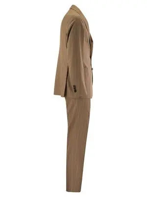 Tagliatore Pinstripe Suit In Wool And Silk - Multicolor