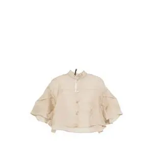 Max Mara MAX MARA Sheer Silk Stand Collar Shirt Cream