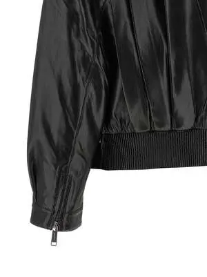 SELF-PORTRAIT Leather Effect Biker Jacket With Pleating And Belt Detail