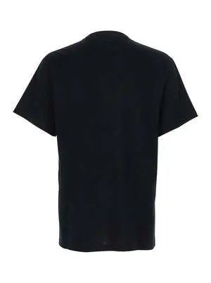 Alexander McQueen Black Crewneck T-shirt With Print On The Front In Cotton - Multicolor