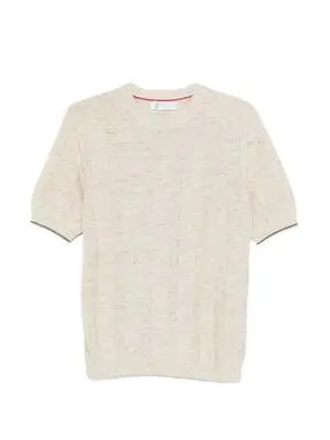 Brunello Cucinelli Short Sleeve Textured Knit Sweater
