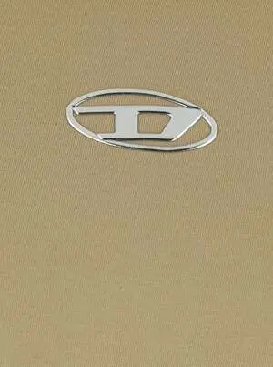 DIESEL® Beige Crew Neck T-shirt With Front Logo In Cotton