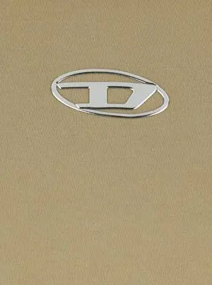 DIESEL® Beige Crew Neck T-shirt With Front Logo In Cotton