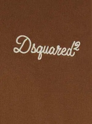 Dsquared2 Cotton Hoodie With Drawstring And Logo Lettering - Brown