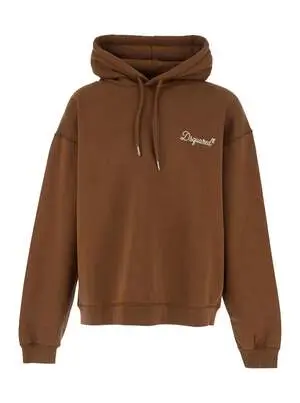 Dsquared2 Dsquared2 Cotton Hoodie With Drawstring And Logo Lettering Brown