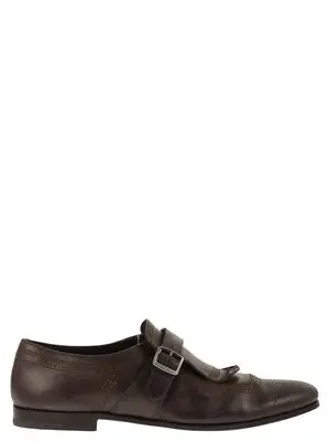 Church's Shanghai Loafer In Vintage Calfskin Leather With Monk Strap And Brogue Detailing - Brown