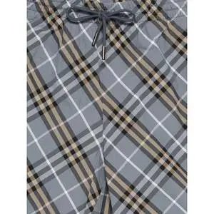 Burberry Grey Check Pattern Swim Shorts - Gray