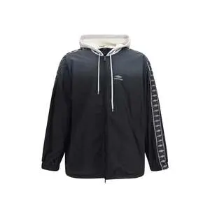 Balenciaga Hooded Jacket With Stripe Detail - Black