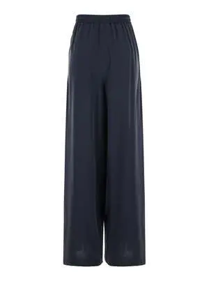 Max Mara Genero" Wide Leg Silk Pants With Drawstring Waist - Multicolor