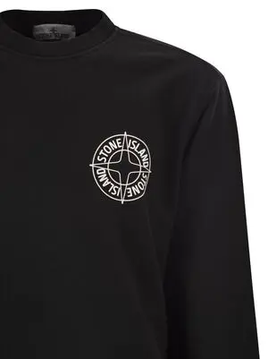 Stone Island Oversized Crew Neck Sweatshirt With Outline Compass Print
