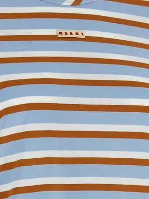 Marni Striped Cotton T-shirt With Logo Patch