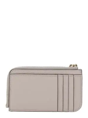 Chloé Wallet With Logo Charm On The Front And Top Zip Closure In Grey Hammered Leather For - Gray