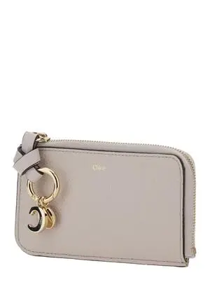 Chloé Wallet With Logo Charm On The Front And Top Zip Closure In Grey Hammered Leather For - Gray