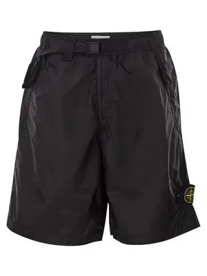 Stone Island Technical Nylon Bermuda Shorts With Adjustable Belt