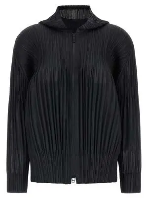 Issey Miyake Fluffy Basics Hooded Zip-up Cardigan