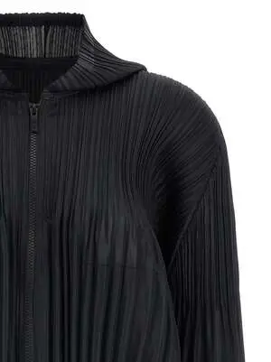 Issey Miyake Fluffy Basics Hooded Zip-up Cardigan