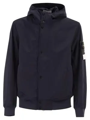 Stone Island Hooded Technical Jacket With Water-resistant Membrane - Blue