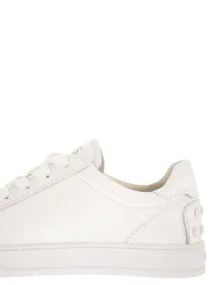 TOD'S Leather Trainers With Studded Heel Detail - White
